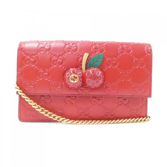 Gucci | Bags | Gucci Gg Cherry Crystal Leather Shoulder Bag Red | Poshmark